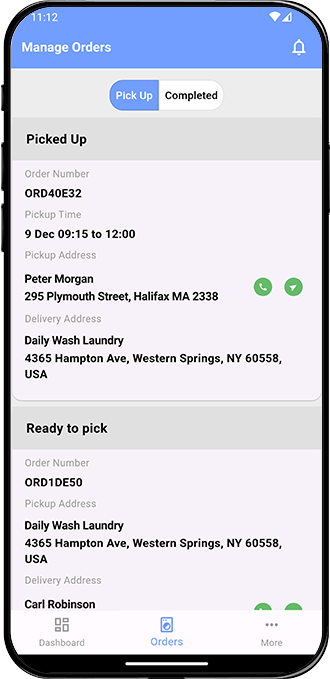 Dry cleaning, Laundry Pick-Up & Delivery Software Solution