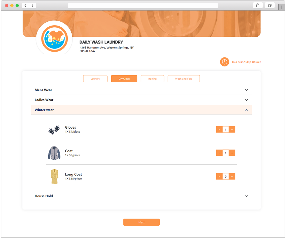 Dry cleaning, Laundry Pick-Up & Delivery Software Solution